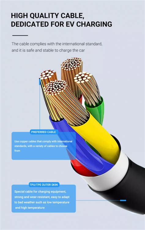 Mode 3 Type 1 To Type 2 Ev Cable Iec 61851 Ev Charging Cord 5m 32a 240v