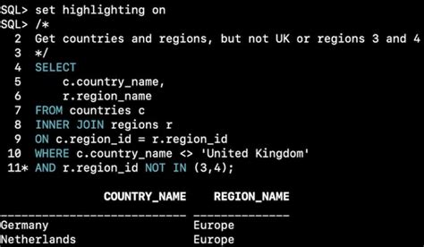 How To Configure Syntax Highlighting In SQLcl