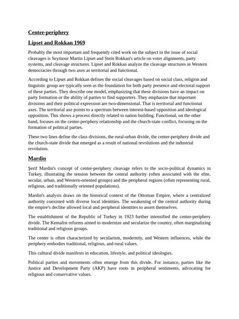Center Vs Periphery Pdf Justice And Development Party Turkey Turkey