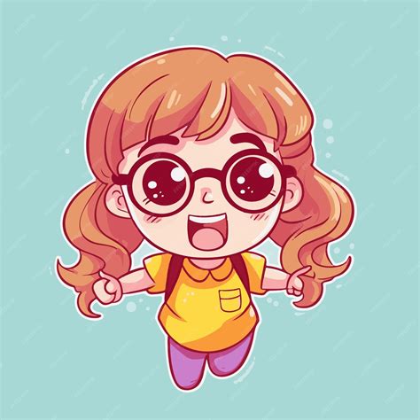 Premium Vector Cartoon Of A Girl With Glasses That Says On It