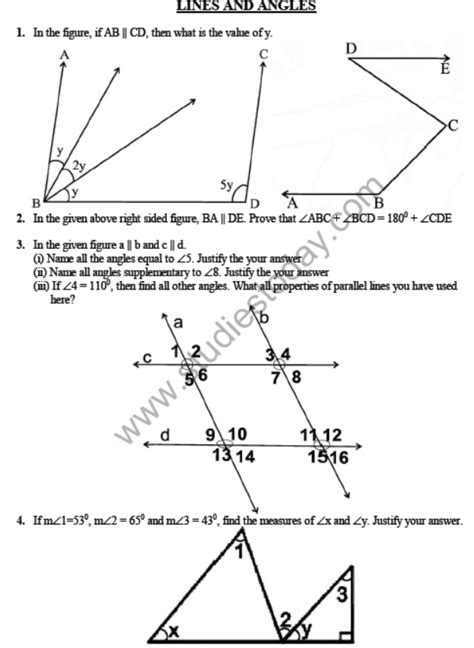 Cbse Class 9 Lines And Angles Sure Shot Questions