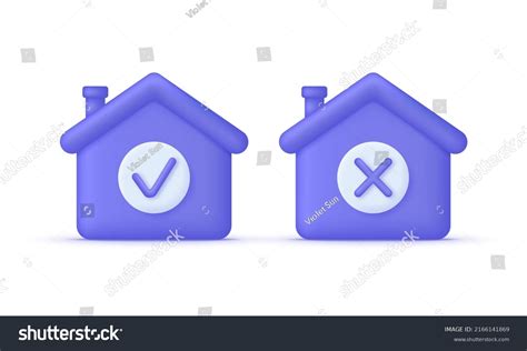 3d House Symbol Check Cross Marks Stock Vector Royalty Free 2166141869 Shutterstock