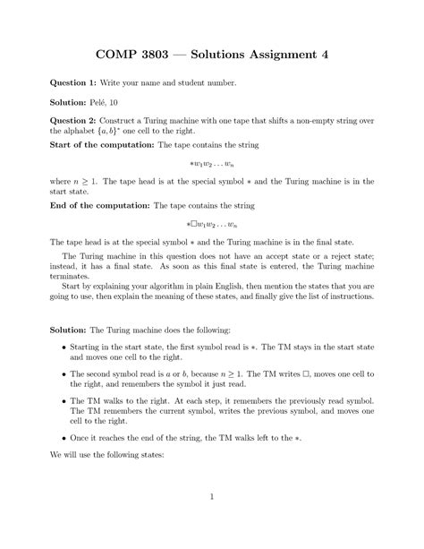 Solutions Ass4 Assignment Solution Comp 3803 — Solutions Assignment