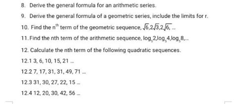 Solved 8 Derive The General Formula For An Arithmetic Chegg Com