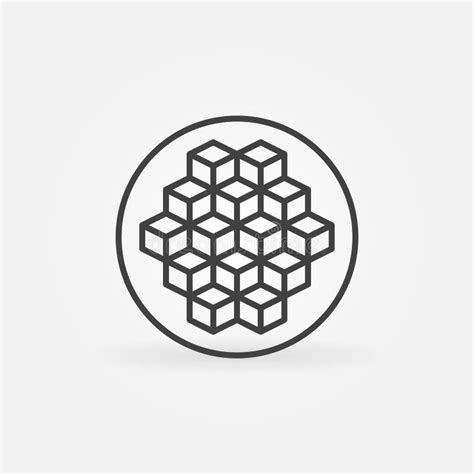 Circle With Six Blocks Vector Thin Line Blockchain Concept Icon Or Sign Stock Vector