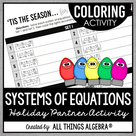 Systems Of Equations Holiday Coloring Activity All Things Algebra