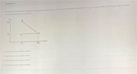 Solved Question Consider The Following PV Diagram For Chegg