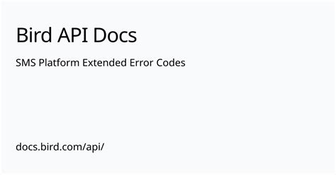 SMS Platform Extended Error Codes Bird API Docs