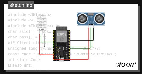 dht and ultrasonic sensor - Wokwi ESP32, STM32, Arduino Simulator