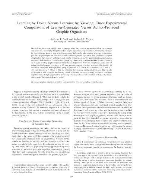 Pdf Learning By Doing Versus Learning By Viewing Three Experimental