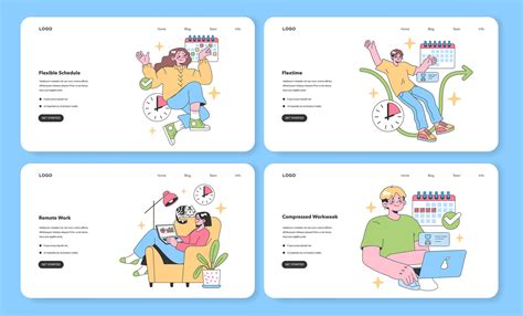 Flexible Work Arrangements Set Flat Vector Illustration 41174998