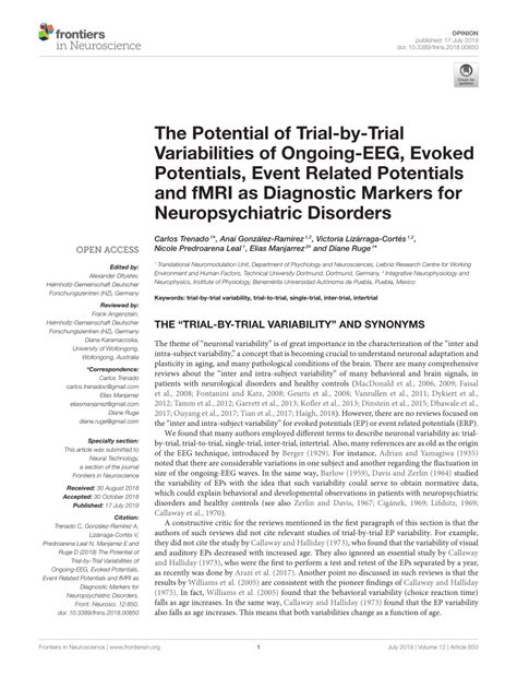 Pdf The Potential Of Trial By Trial Variabilities Of Ongoing Eeg Evoked Potentials Event