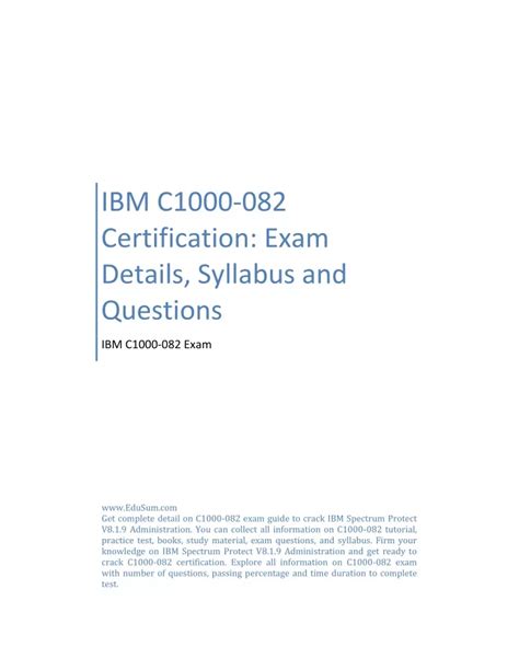 Ppt Ibm C1000 082 Certification Exam Details Syllabus And Questions Powerpoint Presentation