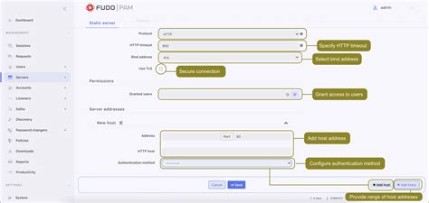creating an server — fudo pam 5 2 system documentation