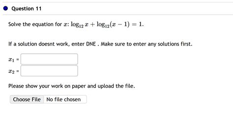 Solved Question Solve the equation for æ log₁ x Chegg com