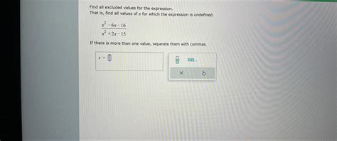 Find All Excluded Values For The Expression That Is Chegg Com