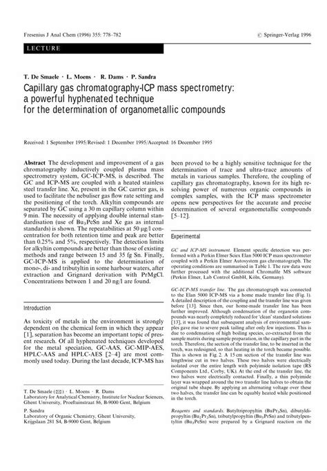 Pdf Capillary Gas Chromatography Icp Mass Spectrometry A Powerful