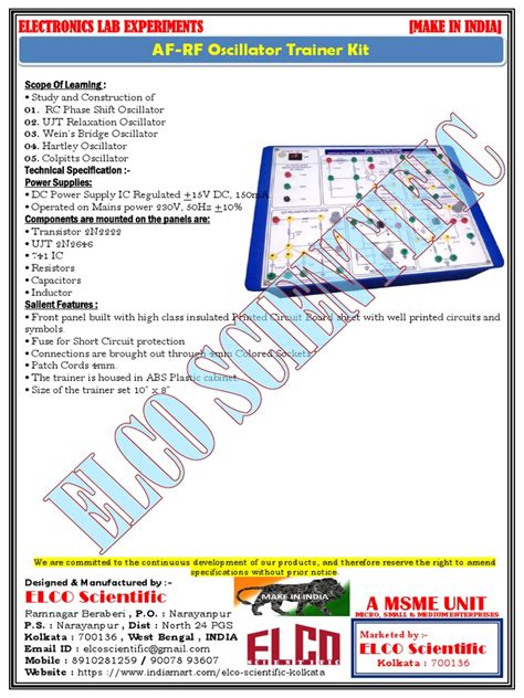Af Rf Oscillator Trainer Kit Pdf Technology And Engineering