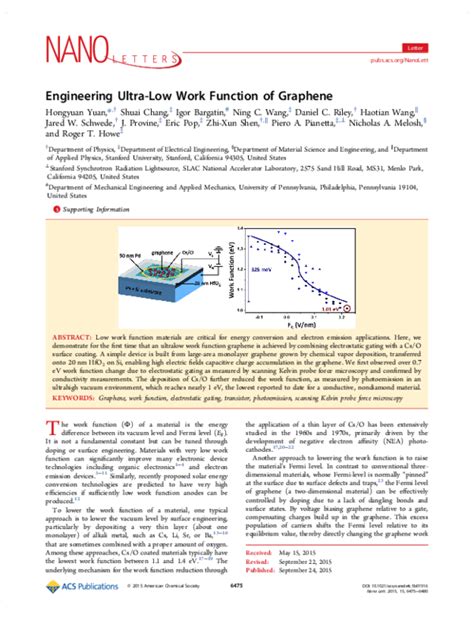 Pdf Engineering Ultra Low Work Function Of Graphene