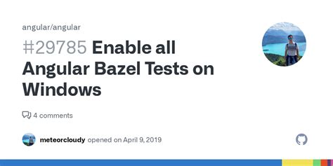Enable All Angular Bazel Tests On Windows · Issue 29785 · Angular