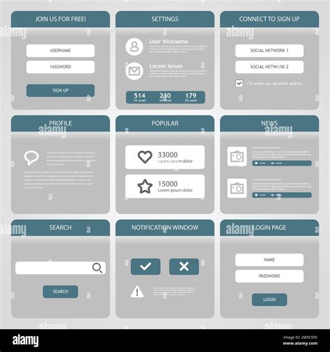 Flat Mobile UI Design Simple Mobile Phone Buttons Forms Windows And Other Interface Elements