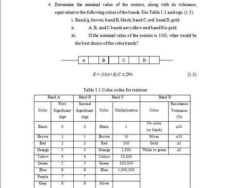 Solved Determine The Nominal Value Of The Resistor Along Chegg