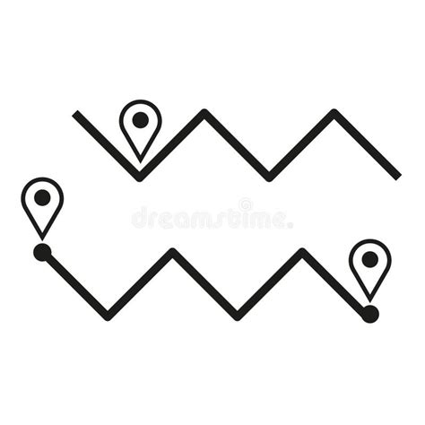Route Map Icon Zigzag Path Symbol Location Pin Vector Navigation