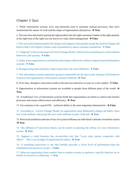 Information Systems Quiz Chapter
