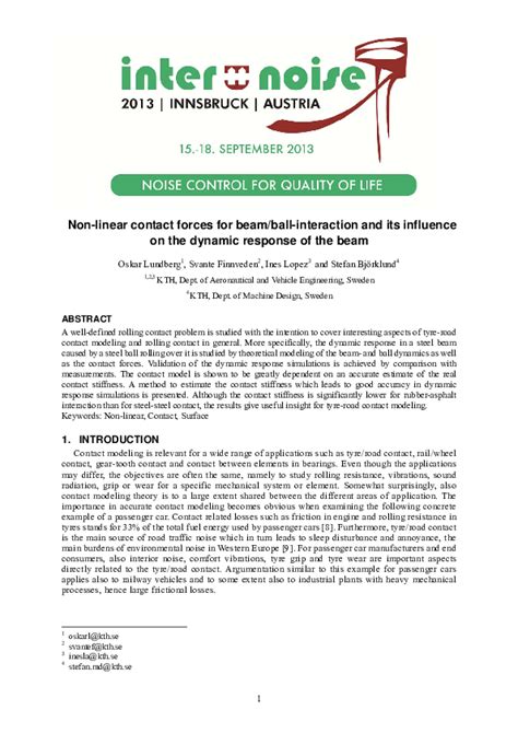 pdf non linear contact forces for beam ball interaction and its