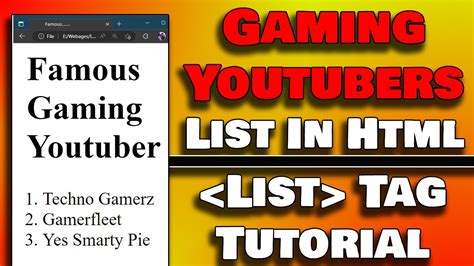 Html Lists Tutorialwhat Is List Tag Youtube