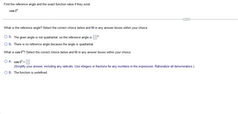 Solved Find The Reference Angle And The Exact Function Value Chegg Com