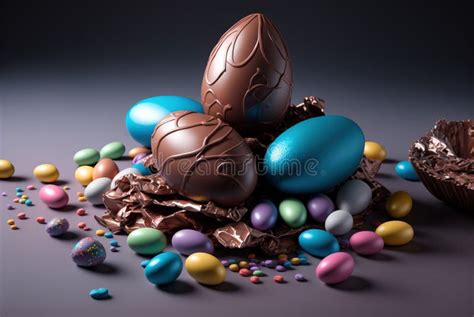 Chocolate Easter Eggs Delicious And Tasty 3d Render Stock