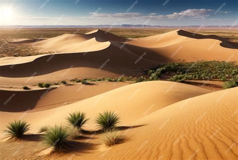 Premium Photo Panorama Of Landscape Sahara Desert With Sandy Dunes