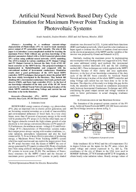 pdf artificial neural network based duty cycle estimation for maximum