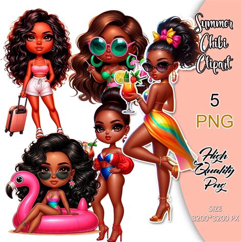 Summer Chibi Clipart Summer Doll Clipart Summer Chibi Girl Swimwear