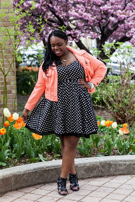 Spring Body Love Plus Size Polka Dot Dress Plus Size Denim Jacket
