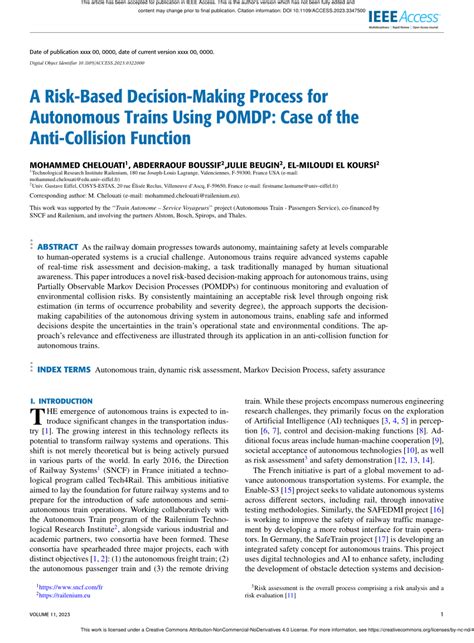 pdf a risk based decision making process for autonomous trains using