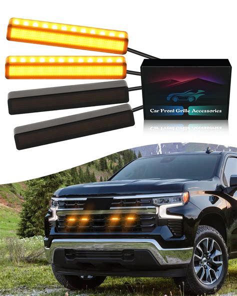Led Amber Grill Lights For 2019 2024 2025 Chevrolet Silverado Grille