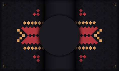 슬라브 빈티지 장식품과 로고와 텍스트를 위한 장소와 검은 색 배경 고급스러운 장식이 있는 엽서 디자인 0명에 대한 스톡 벡터