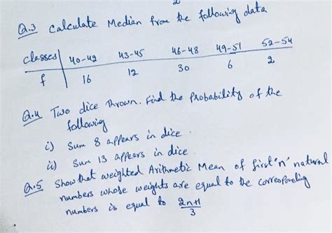 Solved Q3 Calculate Median From Be Following Data Q4 Two