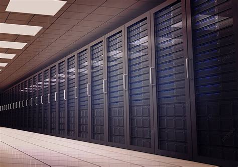 Digitally Generated Server Room With Towers Database Server Storage