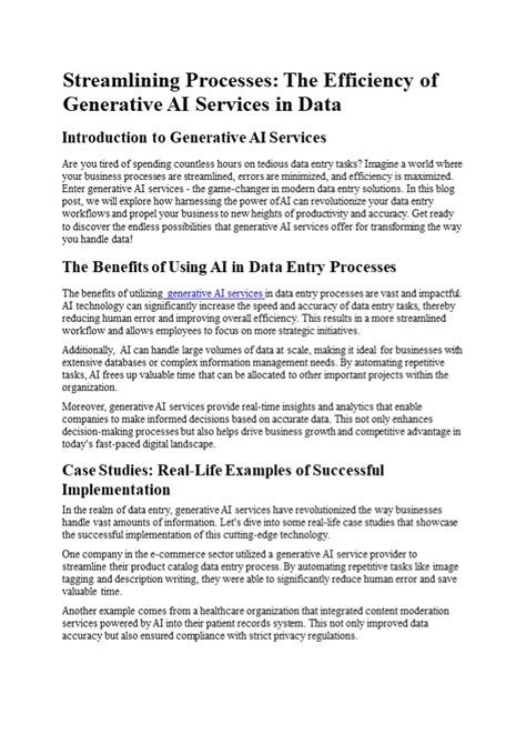 PPT – Streamlining Processes: The Efficiency of Generative AI Services in Data PowerPoint ...