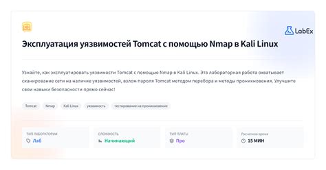 Эксплуатация уязвимостей Tomcat с помощью Nmap в Kali Linux Labex