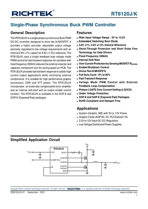 rt8120j single phase synchronous buck pwm controller richtek