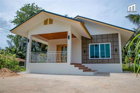 บ้านชั้นเดียวสไตล์คอนเทมโพรารี ออกแบบหลังคาทรงหน้าจั่ว 2 ชั้น 2 ห้องนอน