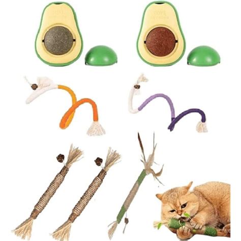 7 Pack Catnip And Silvervine Chew Toys Avocado Teething Sticks And Kitten Treats