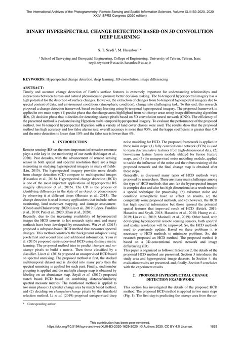 PDF BINARY HYPERSPECTRAL CHANGE DETECTION BASED ON D CONVOLUTION DEEP LEARNING