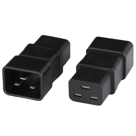 Adapter Iec60320 C20 Plug To Iec 60320 C19 Connector Black