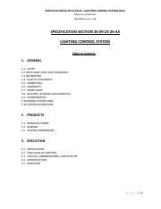 Lighting Control System LCS Specification Design Course Hero