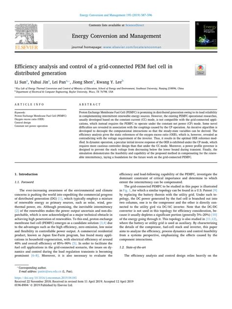 Efficiency Analysis And Control Of A Grid Connected Pem Fuel Cell In